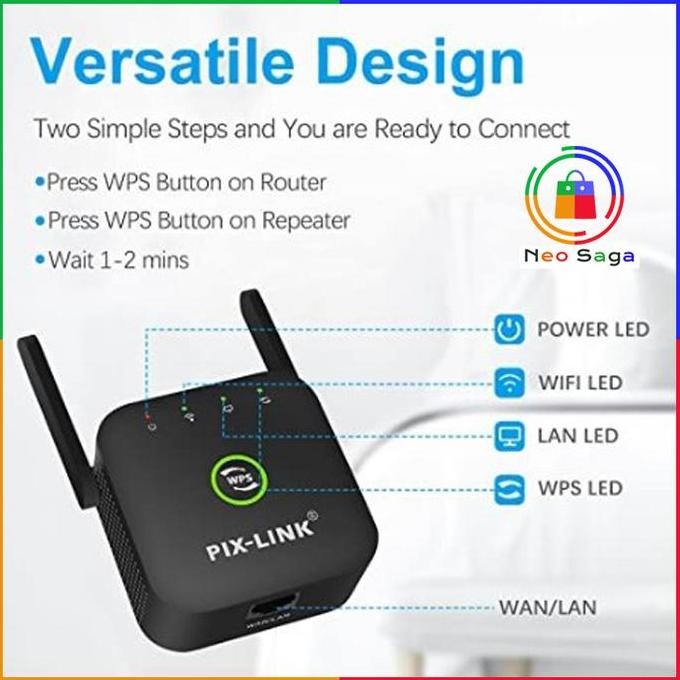 Jual PIX-LINK WR25 WIFI REPEATER EXTENDER PRO WIRELESS 300M PENGUAT ...