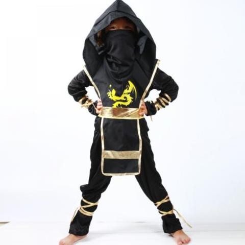 Jual KOSTUM Cosplay NINJA 02 Hitam Strip Gold Baju Halloween Karakter ...