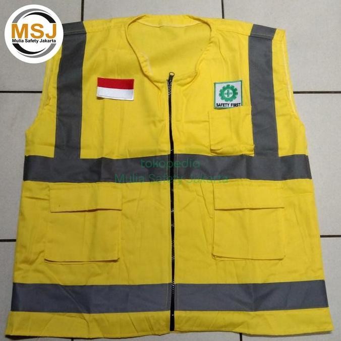 Jual TERBARU - rompi safety kuning bahan American drill/rompi proyek ...