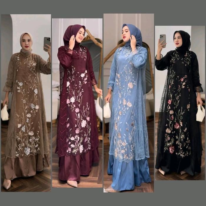 Jual Yaya Kebaya - Maxi Dress Gamis Lebaran Terbaru 2025 Gamis Burgundy Kondangan Remaja ...