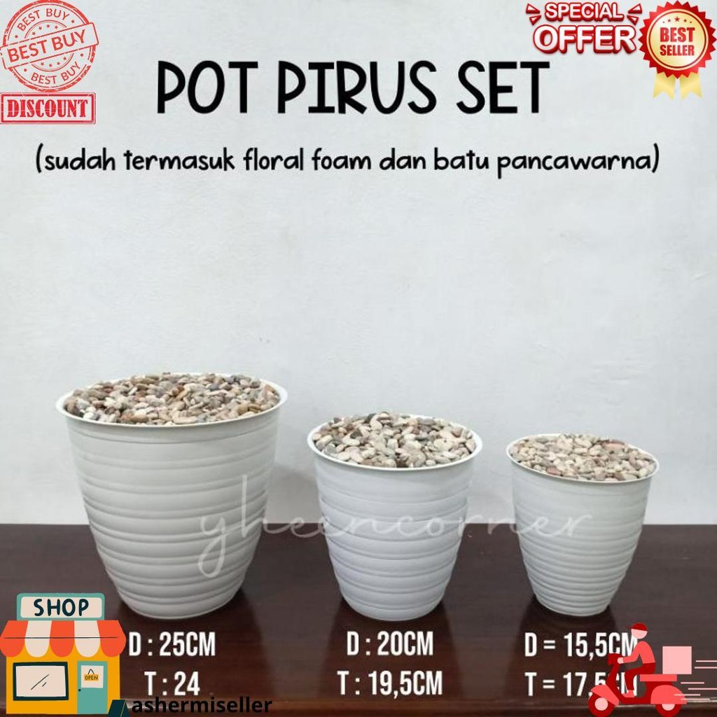 Jual Pot Tawon Pirus Dengan Busa Dan Batu Pancawarna Promo Puncak ...