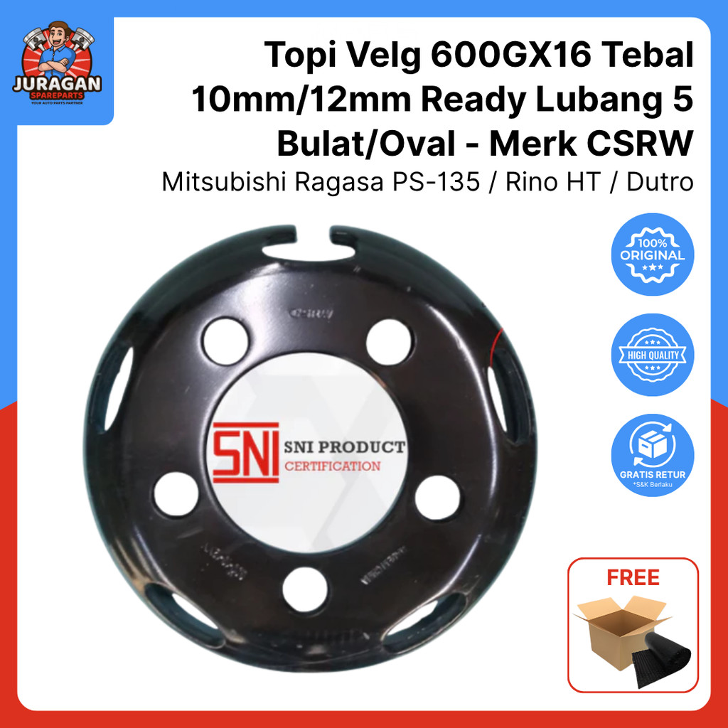 Jual Topi Velg Mitsubishi Ragasa PS 135/Rino HT/Dutro 600GX16 10mm/12mm ...
