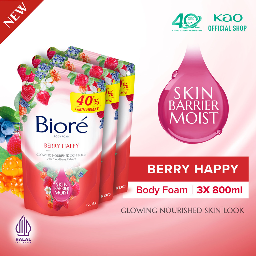 Jual Biore Body Foam Sabun Mandi Cair Berry Happy Pouch 800ml ...