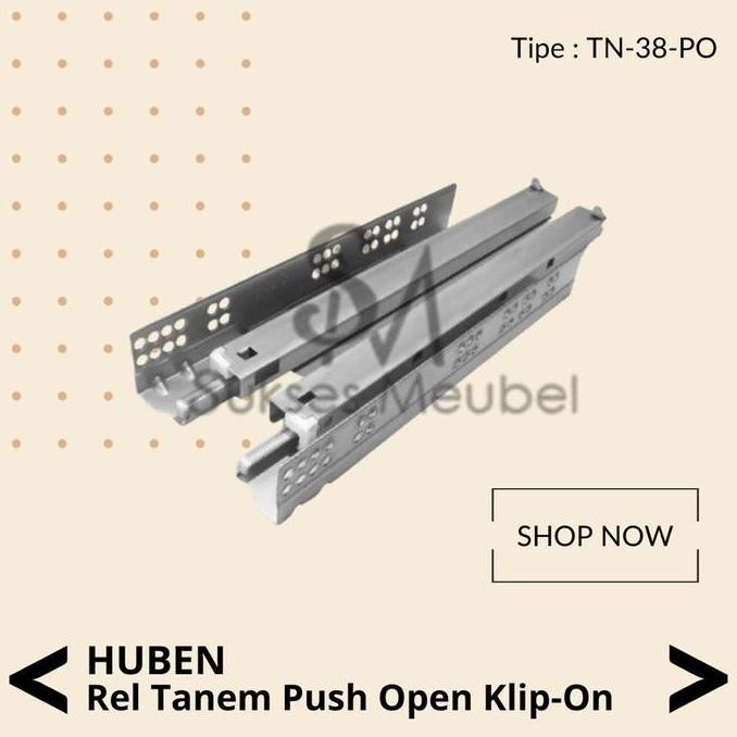 Jual Rel Laci Tandem Huben TN-38 PO 55cm Full Extension Push Open Klip ...