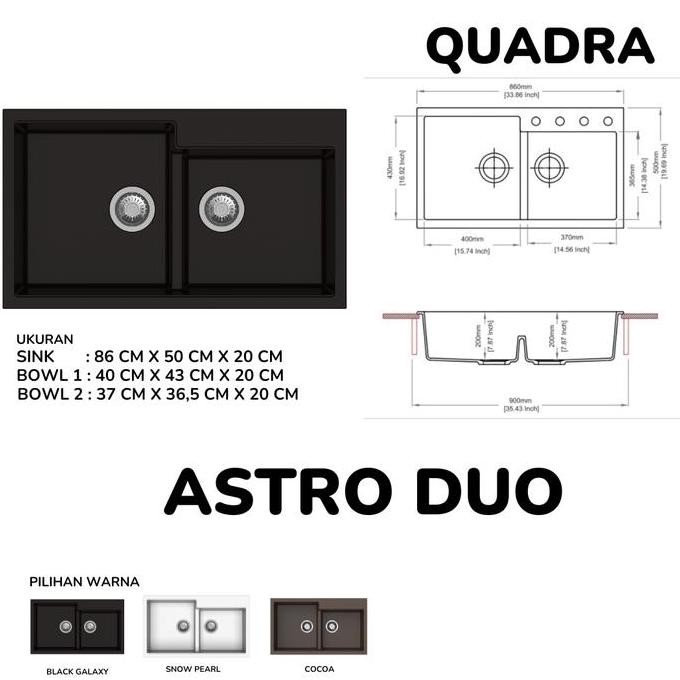 Jual Quadra Kitchen Sink Granite - Bak Cuci Piring Granit Astro Duo 86 Mirip Dengan Modena KS ...