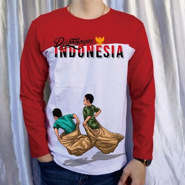 Jual Kaos Katun 28S/Kaos Merah Putih Lengan Panjang/ Kaos 17 Agustus ...