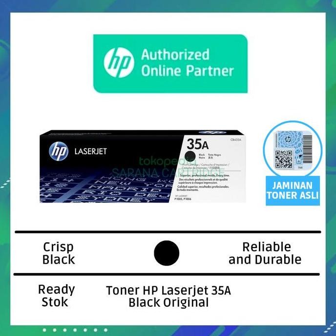 Jual Hp Toner Laserjet 35A Cb435A Hitam Original Untuk P1005 & P1006 ...