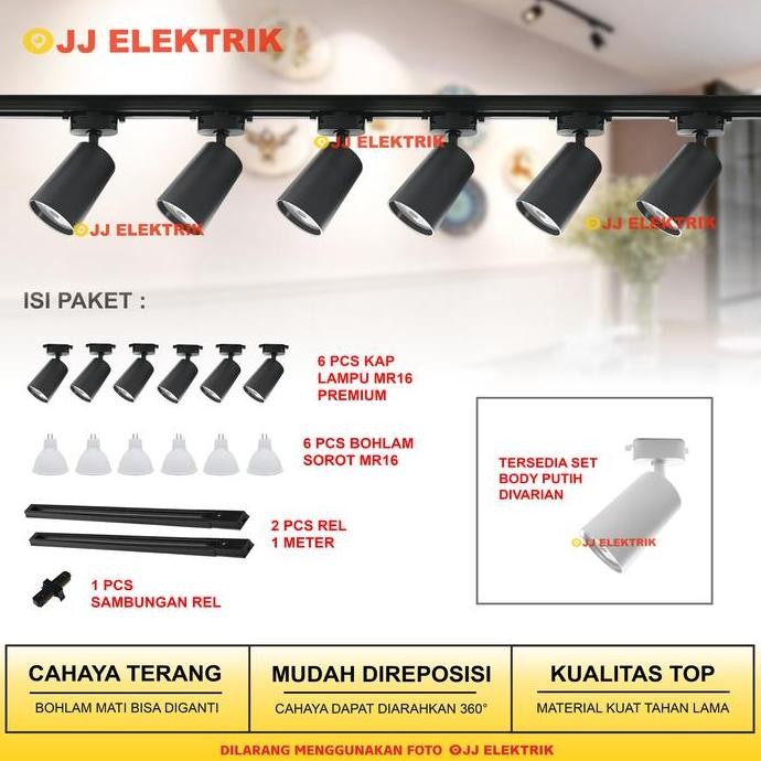 Jual Lampu Sorot 1 Set Isi 6 Rel 2M Led Track Light Rel Spotlight Ulir ...