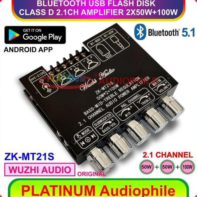Jual BEBAS ONGKIR - Bluetooth 5.1 Amplifier Class D 2.1CH 2x 50W + 100W ZK-MT21S | Shopee Indonesia