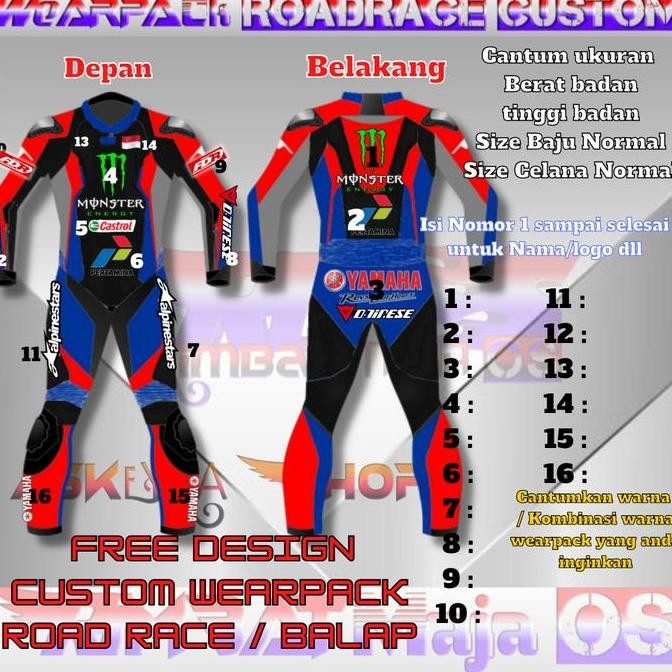Jual WEARPACK ROAD RACE CUSTOM BALAP FULL SET DESIGN BEBAS DEWASA DAN ...