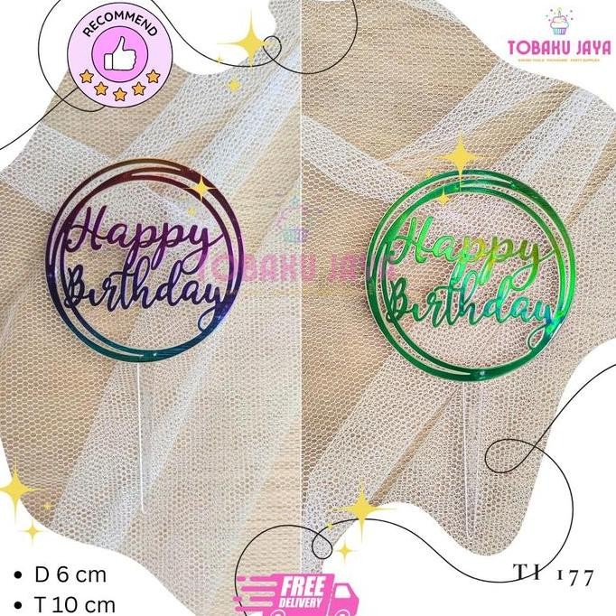 Jual ^%^%^%^%] Cake Topper Happy Birthday Bulat / Topper Tusuk HBD ...