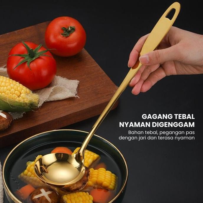 Jual Centong Sayur Sop Sunland Stainless Steel Gold 25cm TM | Shopee ...