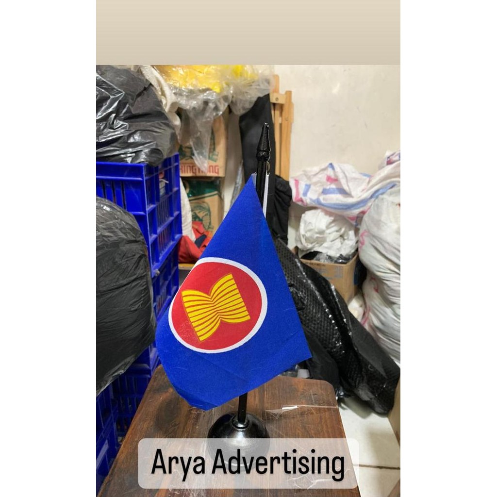 Jual Bendera LOGO ASEAN+tiang kayu meja murah | Shopee Indonesia