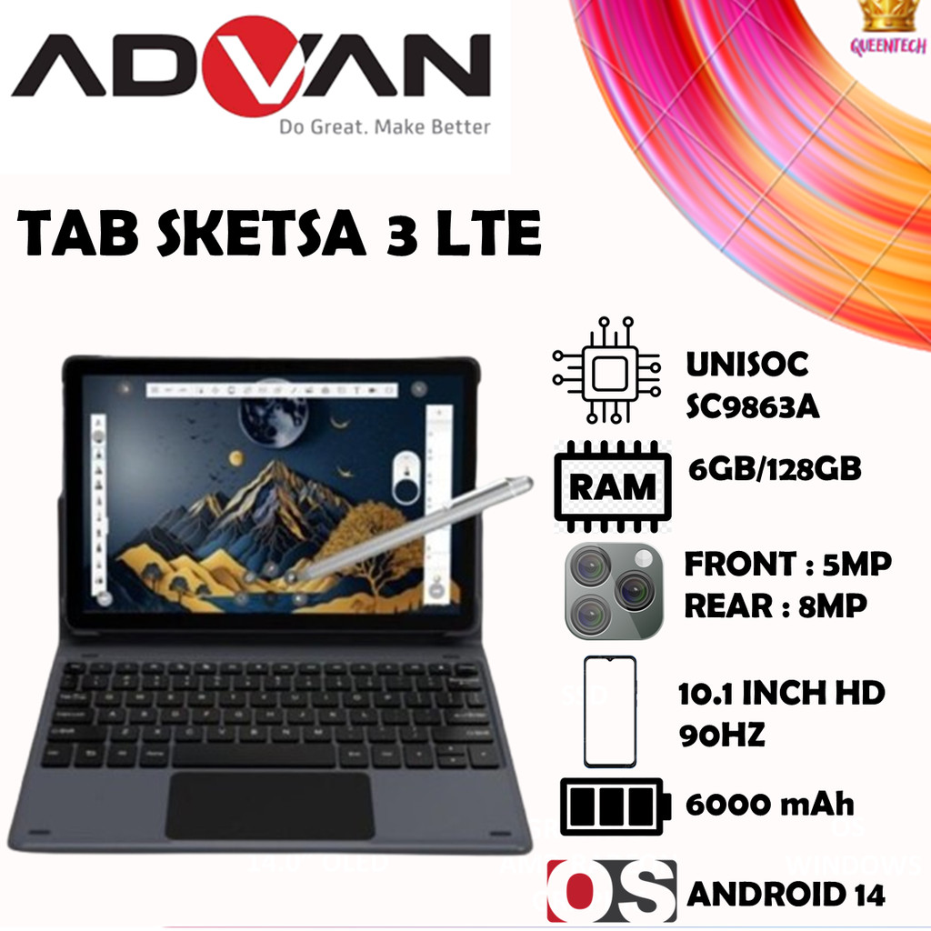 Jual Tablet Android ADVAN Tab Sketsa 3 LTE [6GB/128GB] [INC STAYLUS ...