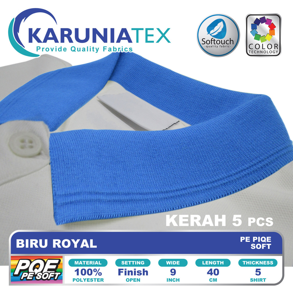 Jual Kerah dan Manset Kaos Poloshirts PE | Biru Royal | Karunia Textile ...