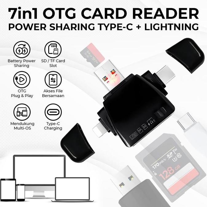 Jual Diskon! OTG Card Reader 7in1 Android iOS Windows USB A C TF SD ...