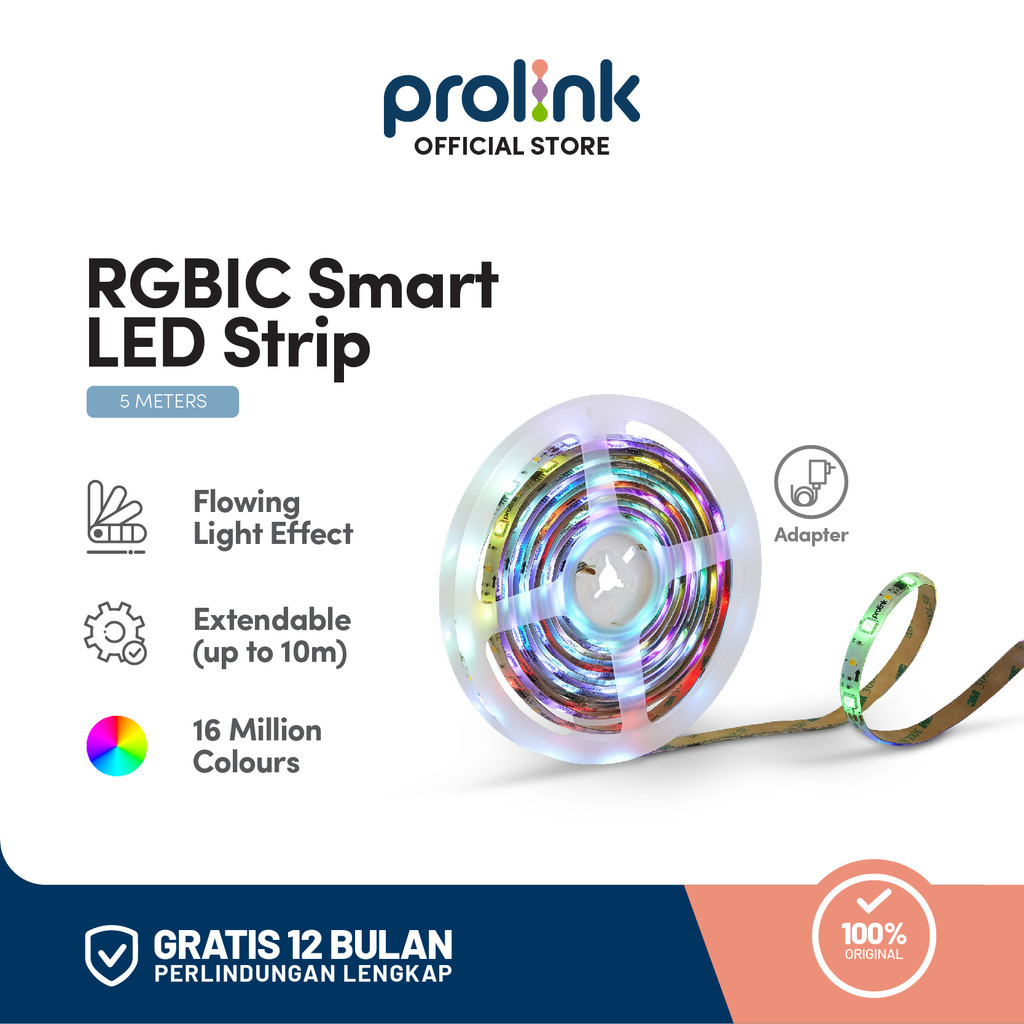 Jual Prolink Smart LED Light Strip RGBIC 5M + Adaptor | Lampu IoT WiFi ...