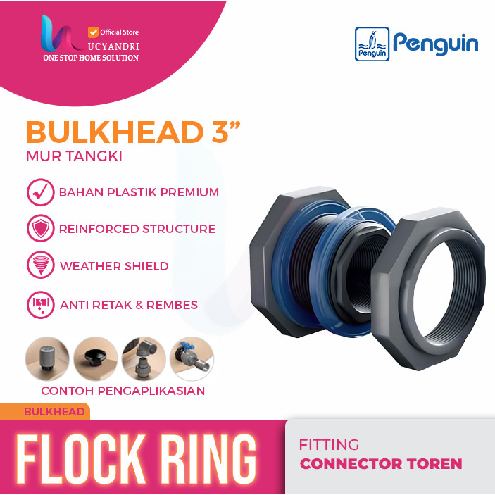 Jual Fitting Vlok Flock Ring PENGUIN 3 Inch / Bulkhead / Vault Ring Mur Pipa Toren Tandon Tangki ...