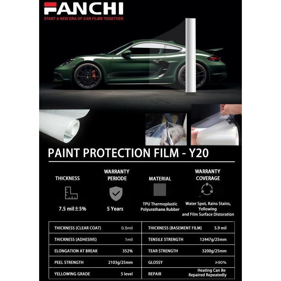 Jual Sticker FANCHI PPF TPU-Y20 Paint Protection Film Glossy 7,5MIL S ...