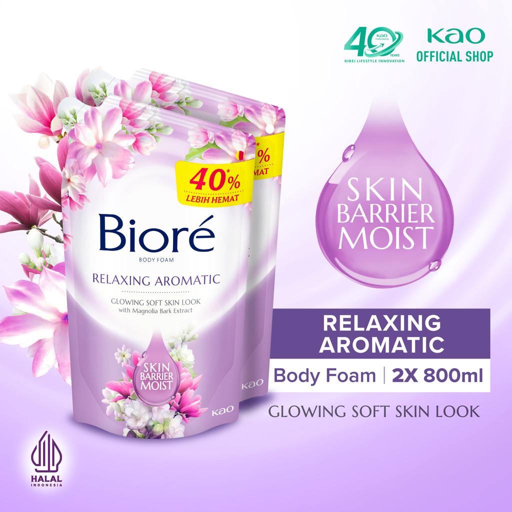 Jual Biore Body Foam Sabun Mandi Cair Relaxing Aromatic Pouch Refill 2 x 800 mL | Shopee Indonesia
