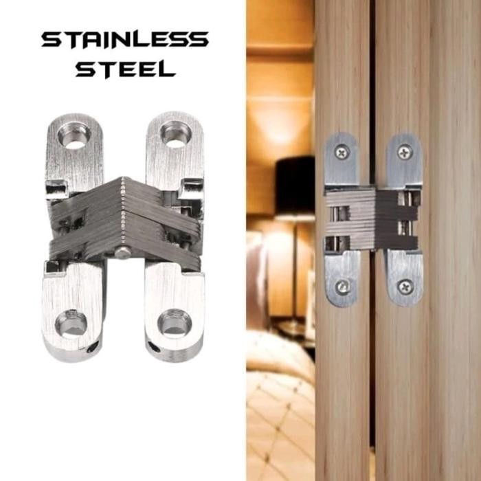 Jual Engsel Pintu Stainless Steel Tanam Lipat Invisible 1 Set Dapat 2 ...