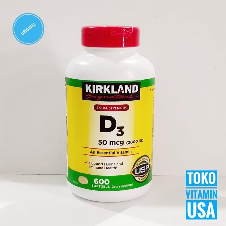 Jual Kirkland Signature Vitamin D3 2000 IU Isi 600 Softgels Kirkland Vitamin D3 2000IU | Shopee ...