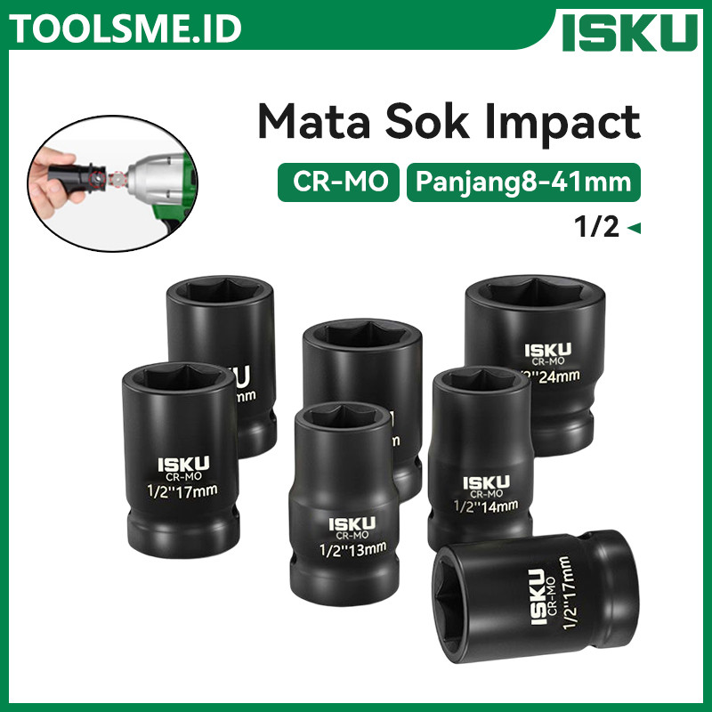 Jual ISKU Mata shock Impact 1/2 Kunci shock CR-MO Pendek ukuran 8-41MM ...