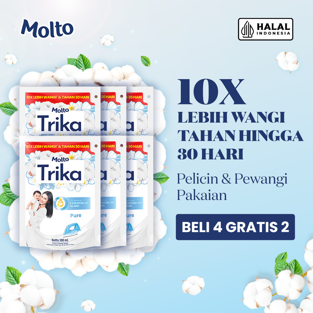 Jual [Beli 4 Gratis 2] Molto Trika Pelicin dan Pewangi Pakaian Pure 300 ...