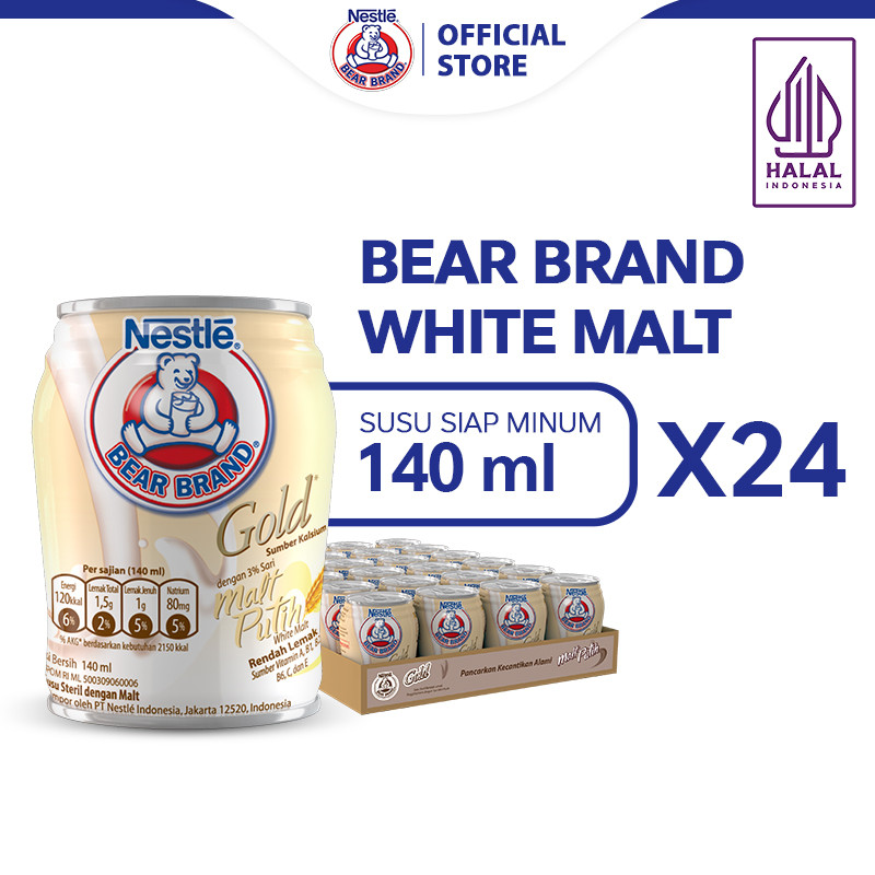Jual BEAR BRAND Susu Kaleng Gold White Malt Steril 140ml x 24 pcs | Shopee Indonesia