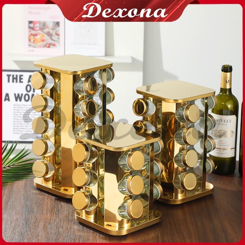 Jual Rak Putar Bumbu Stainless Steel 16 & 12 Botol/360 Rotating ...