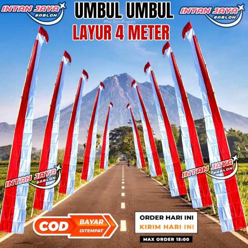 Jual UMBUL UMBUL MERAH PUTIH PANJANG 4 METER/BENDERA UMBUL UMBUL LAYUR | Shopee Indonesia