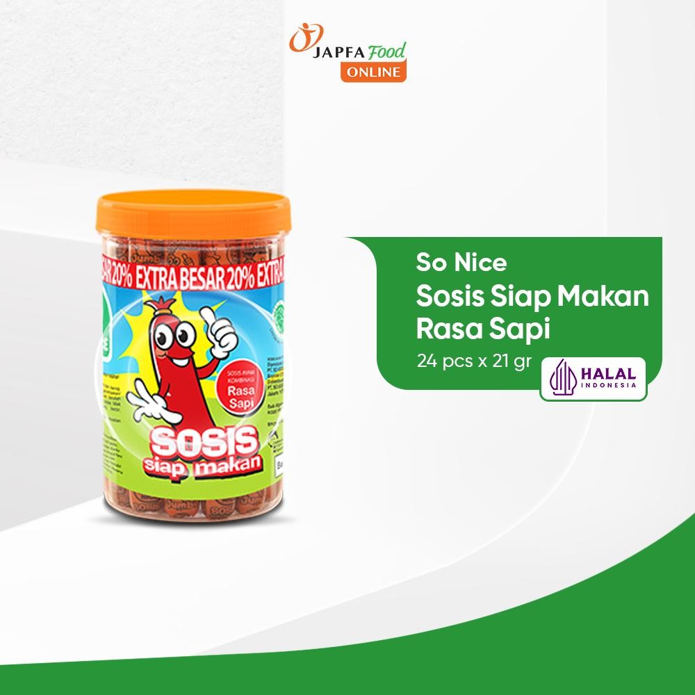 Jual So Nice Sosis Siap Makan Rasa Sapi 24 Pcs x 21 gr | Shopee Indonesia