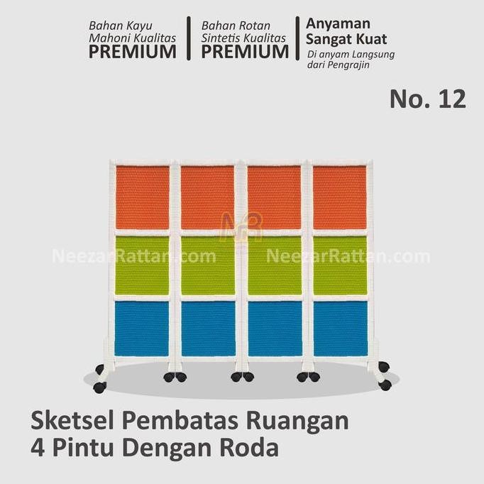Jual Sketsel partisi pembatas Penyekat ruangan no 12, 4 pintu, PAKAI ...