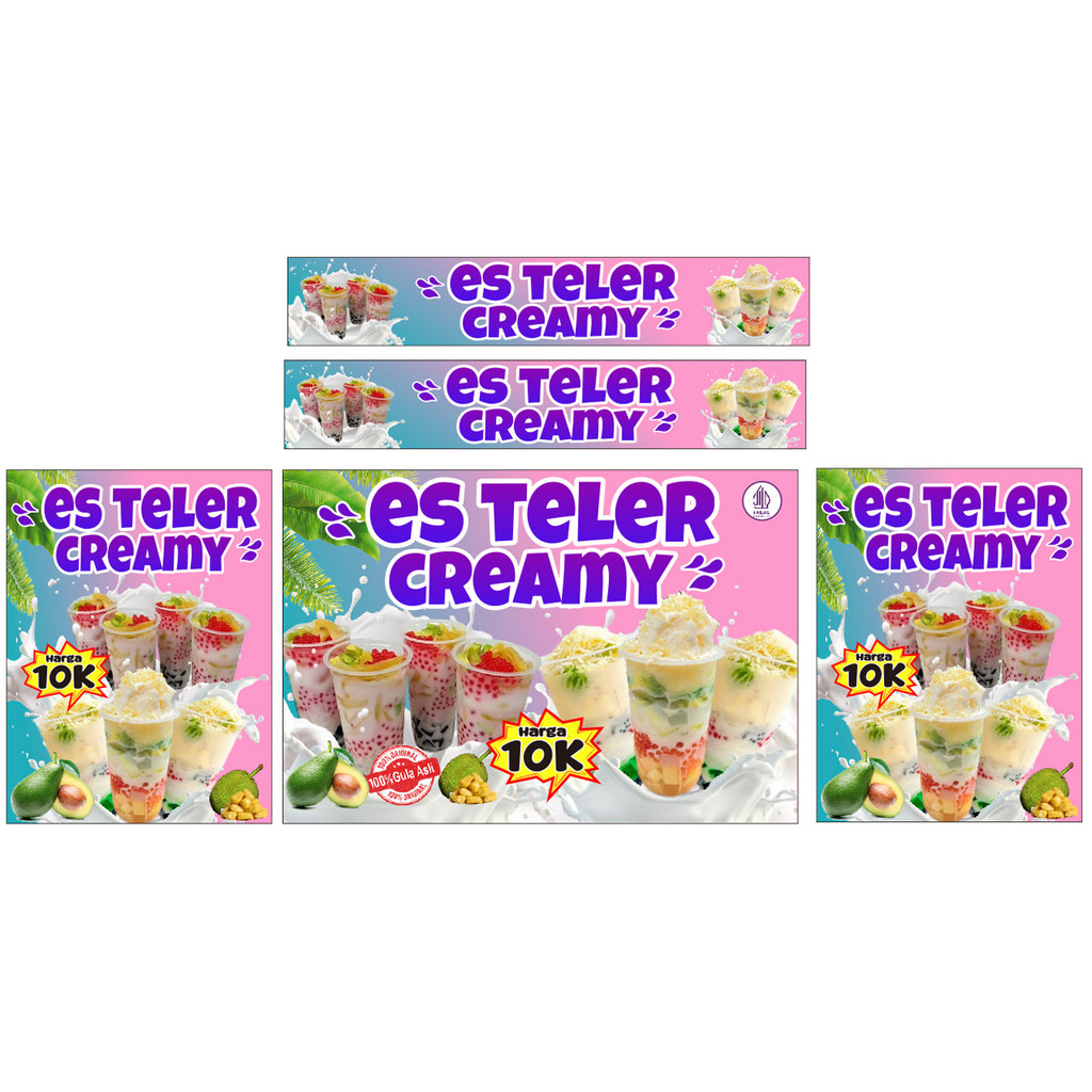 Jual Stiker booth gerobak Es Teler creamy terlaris ( gratis ganti nama ...