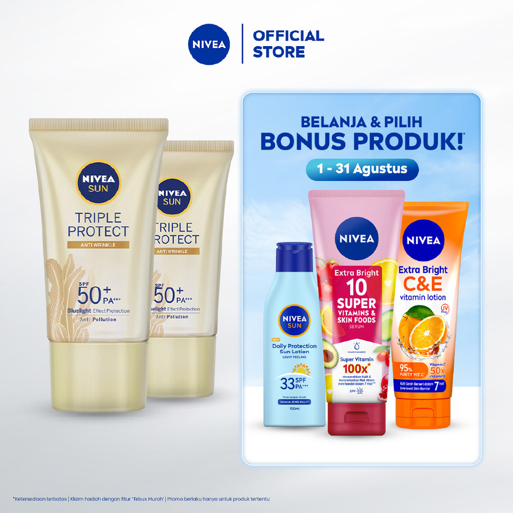 Jual (PAKET HEMAT ISI 2) NIVEA SUN Sunscreen Face Serum Triple Protect ...