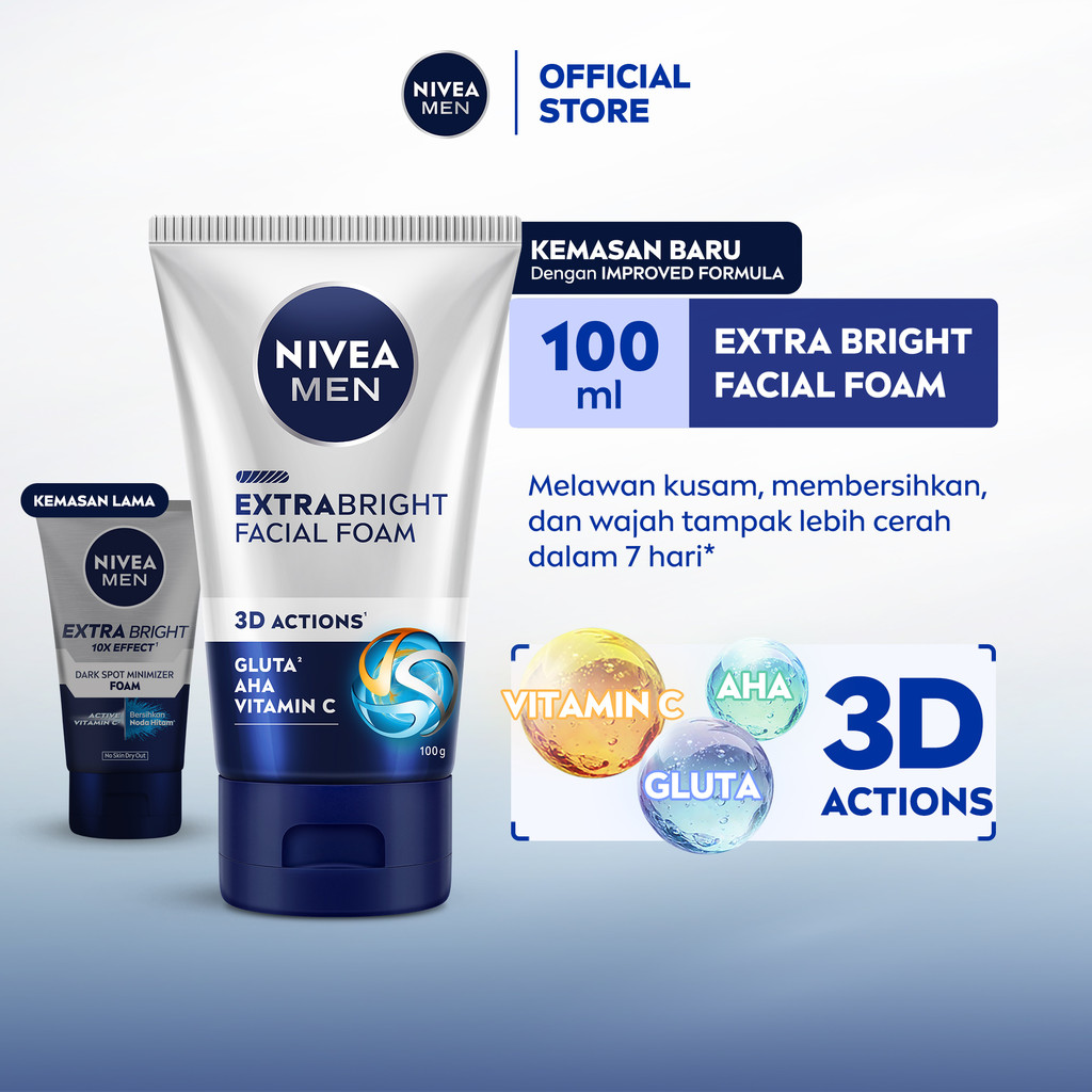 Jual NIVEA MEN Facial Foam Extra Bright Facial Foam 100ml - Sabun cuci ...