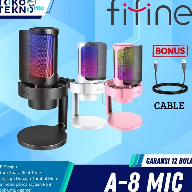 Jual Fifine A8 A8 Usb Microphone With Controllable Rgb Monitng Input ...