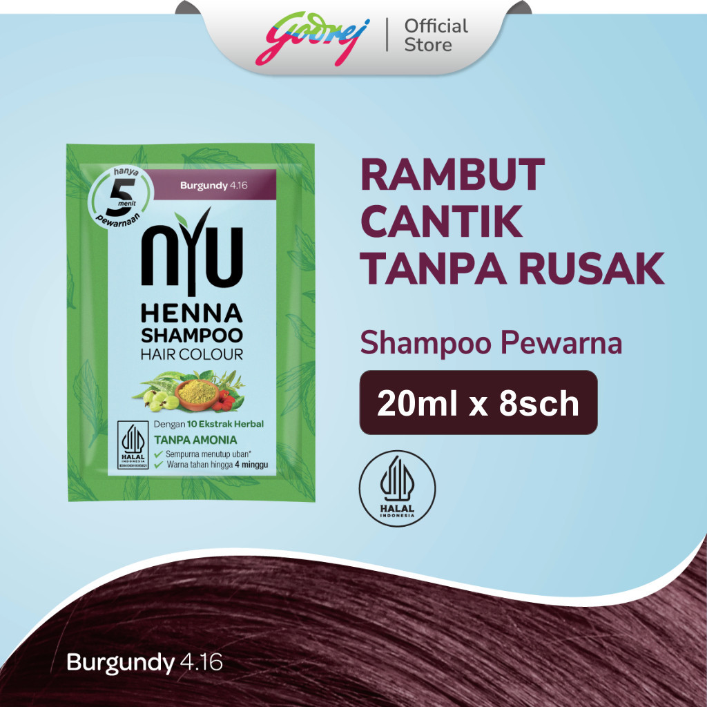 Jual NYU Henna Shampoo Hair Colour Burgundy 8 Sachet - Sampo Pewarna ...