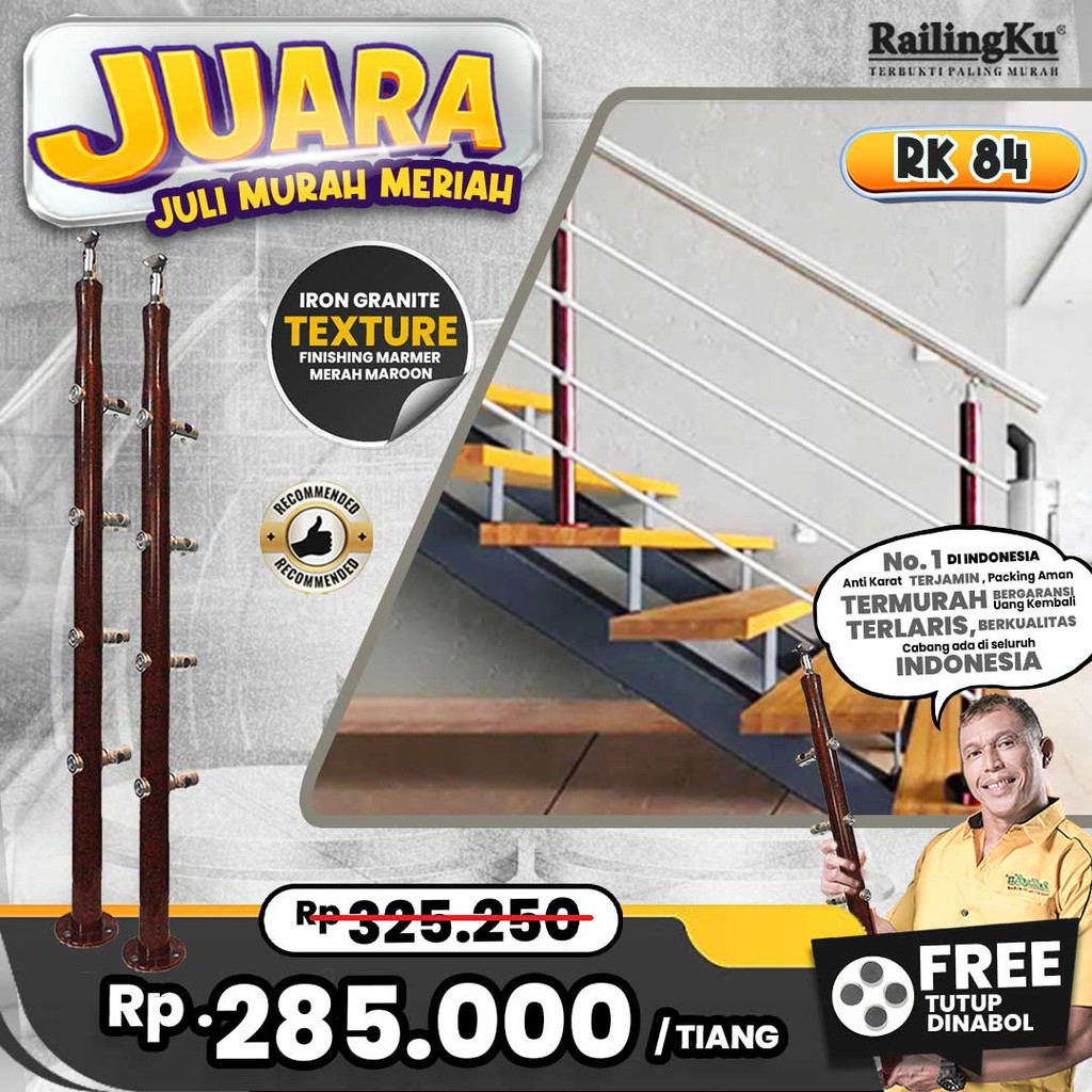 Jual Railing Tangga Stainless Maroon Marble Texture Railingku [JUARA ...