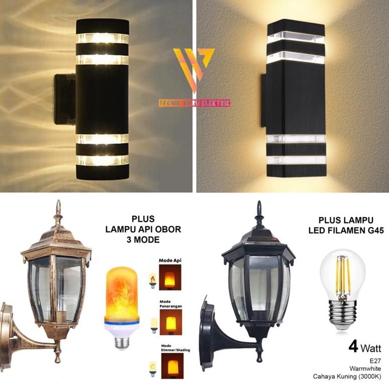 Jual Lampu Dinding Pilar Kotak Bulat Classic Persegi Hitam Wall Light ...