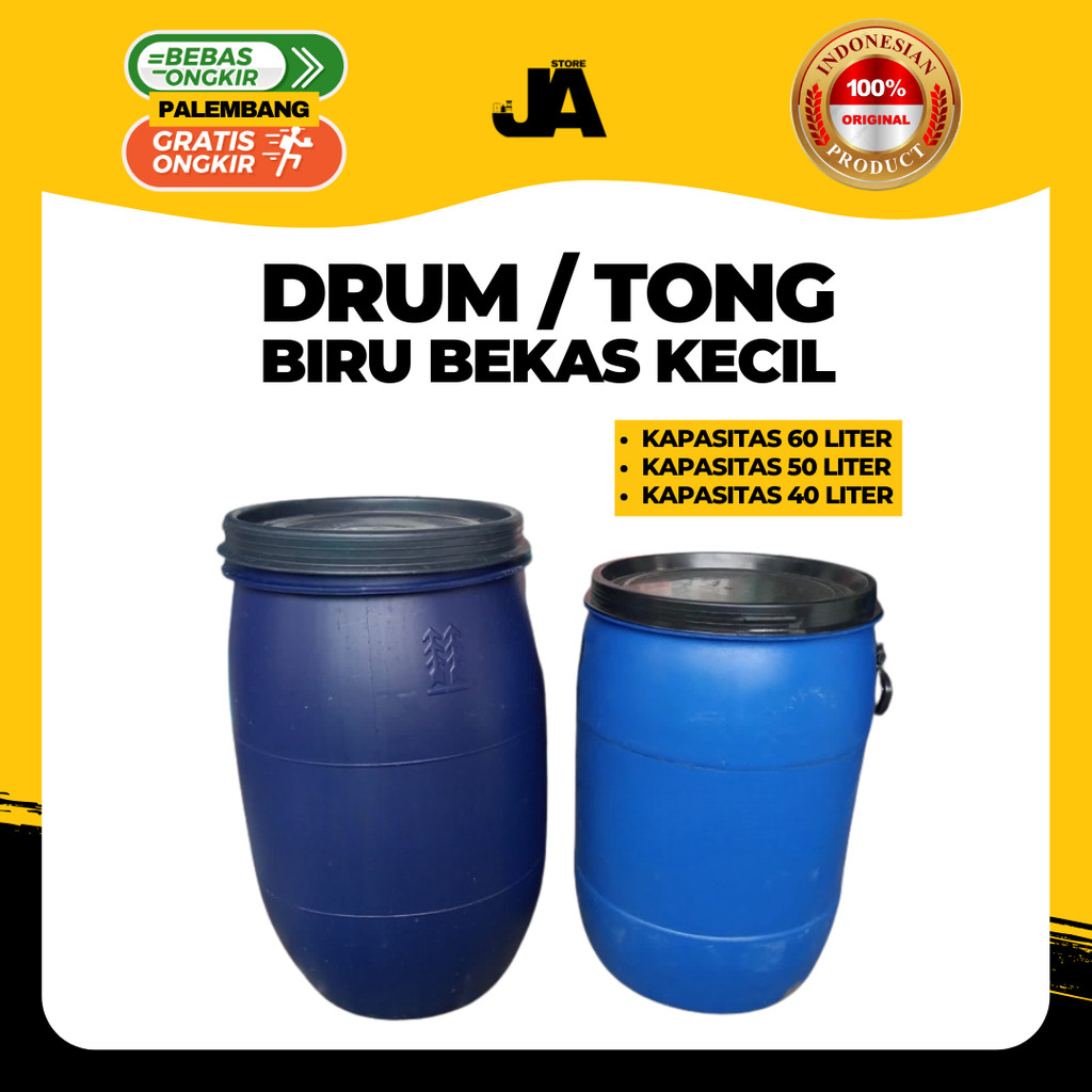 Jual Drum Tong Kecil Bekas 40 50 & 60 Liter / Tutup Biru Tebal Mandi ...