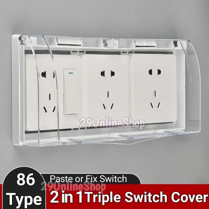 Jual kotak tutup cover box tempel pengaman 3 switch on off stop kontak ...
