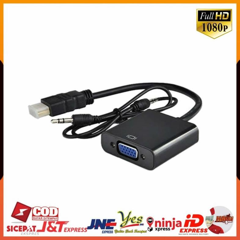 Jual (COD) CONVERTER ADAPTER KONEKTOR HDMI TO VGA + KABEL AUDIO / PS3 ...