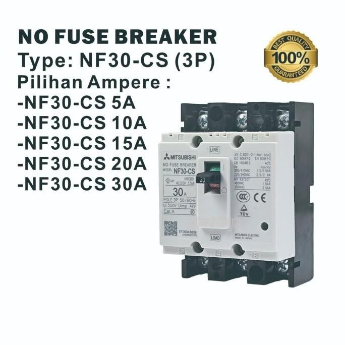 Jual NFB (NO FUSE BREAKER ) MCCB 3P MITSUBISHI NF30-CS 5A/10A/15A/20A/30A | Shopee Indonesia