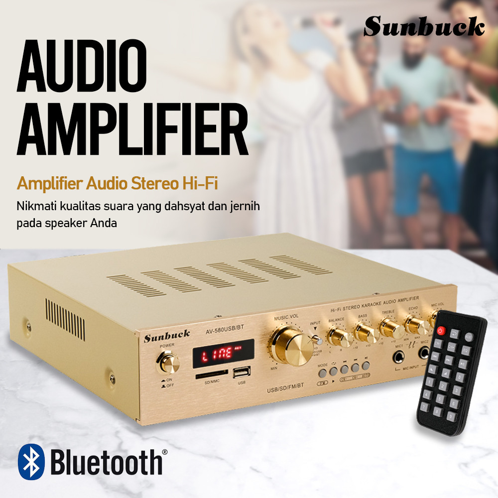 Jual Sunbuck Bluetooth EQ Audio Stereo Hi-Fi Amplifier Karaoke 5CH 920W - AV-580USB/BT Original ...