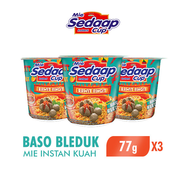 Jual Sedaap Mie Instan Cup Baso Bleduk 77 gr x3 | Shopee Indonesia
