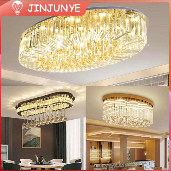 Jual Lampu Meja Makan Gold Kristal Chandelier 80cm mewah 3 Warna REMOTE ...