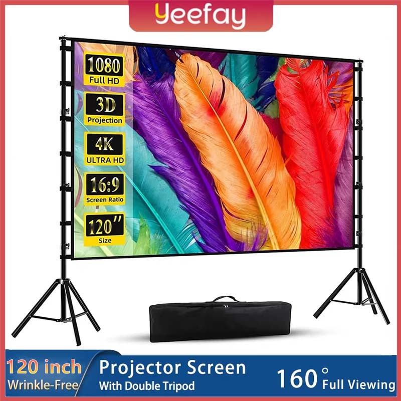 Jual Layar Proyektor Dengan Stand VEIDADZ Putih Bebas Kerut Sudut ...