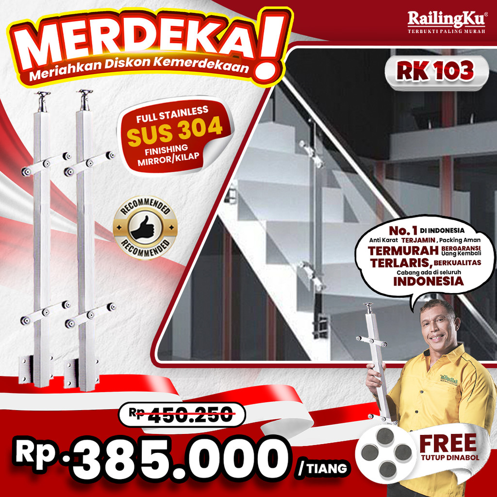 Jual Railing Tangga Stainless Hollow Tiang Railingku [MERDEKA] RK 103 ...