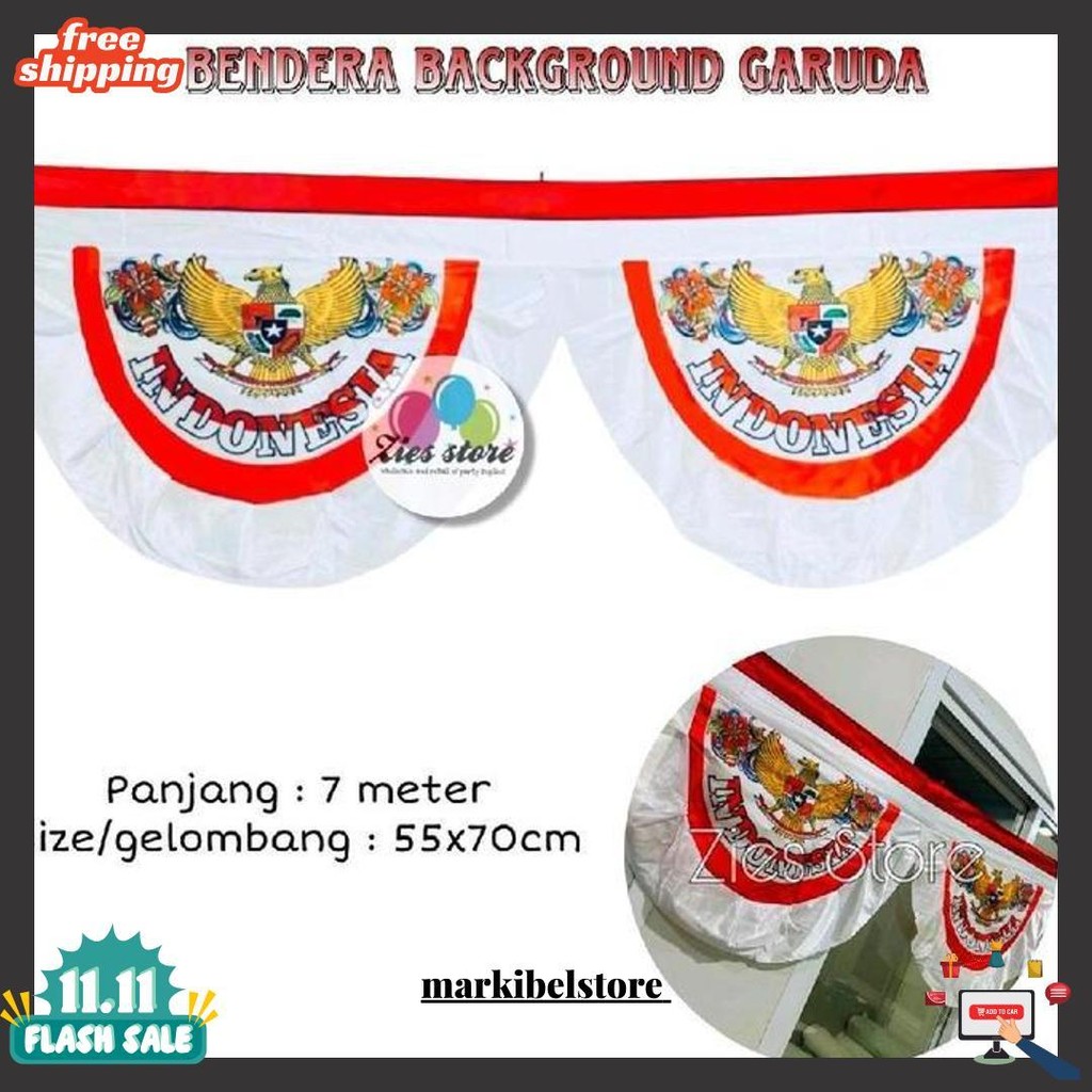 Jual Bendera Background Merah Putih Sablon Garuda / Bendera Hut Ri ...